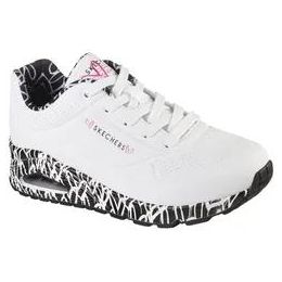 Sneaker Skechers "UNO LOVING LOVE", Damen, Gr. 36, schwarz-wei&szlig; (wei&szlig;, schwarz), Lederimitat, Schuhe Sneaker, Freizeitschuh, Halbschuh, Schn&uuml;rschuh mit Luftkammersohle, Topseller