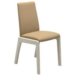 Polsterstuhl stressless "Laurel", beige (sand paloma, eiche gekalkt), B:57cm H:92cm T:59cm, Leder PALOMA: PALOMA ist ein durchgef&auml;rbtes Semianilin-M&ouml;belleder mit nat&uuml;rlicher Narbung., St&uuml;hle, Polsterstuhl, Low Back, Gr&ouml;&szlig;e M, mit abgerundeten Beinen in Eiche gekalkt