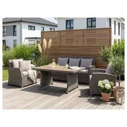 Gartenlounge-Set Konifera "Siros", braun (braun, beige), Polyrattan, Sitzm&ouml;bel-Sets, Gartenm&ouml;bel-Set, Polyrattan, Stahl, Tischplatte aus Nonwood, geeignet f&uuml;r 5 Personen, Topseller