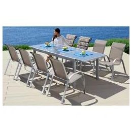 Garten-Essgruppe Merxx "Amalfi", grau (taupe), Obermaterial: 100% Polyester, Sitzm&ouml;bel-Sets, pulverbeschichtetes Aluminium, aus 100% Polyester, f&uuml;r 8 Personen