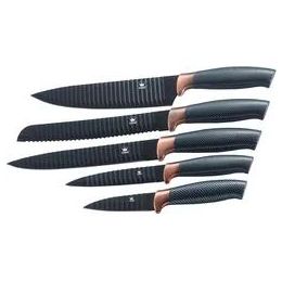 Messer-Set King "Carbon Design", schwarz (schwarz, kupferfarben), Edelstahl, Kochmesser-Sets, Wellenschliff