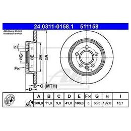 ATE Bremsensatz, Scheibenbremse 1420-42709 hinten rechts links voll 280mm f&uuml;r GENERAL MOTORS MAZDA VAUXHALL SAAB FORD VOLVO OPEL MEAV6J-2M008-CA 17538