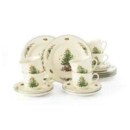 Kaffeeservice Seltmann Weiden "Geschirr-Set, Service Marie-Luise, Advent, Weihnachten", beige (creme, bunt), 18 Stk., Porzellan, Geschirr-Sets, Kaffeeservice, Tassen, Teller, Untertassen, Made in Germany, 18 Teile, f&uuml;r 6 Personen