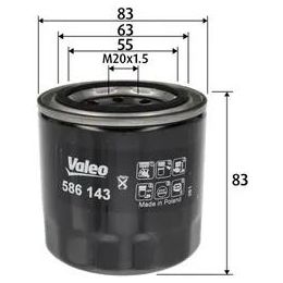 Valeo &Ouml;lfilter 586143 83mm f&uuml;r HYUNDAI KIA 26300-35530 26300-35531 2630035531
