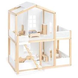 Puppenhaus Pinolino "Ida", wei&szlig; (wei&szlig;, natur), Puppenh&auml;user, KinderB:64cm H:71cm T:42cm, Holz, MDF, B:64cm H:71cm T:42cm