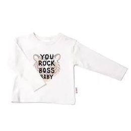 Langarmshirt Liliput "Rock Boss Baby", M&auml;dchen, Gr. 74/80, beige (ecru), 100% Baumwolle, bedruckt, Rundhals, Shirts Langarmshirt, mit Druckkn&ouml;pfen auf der Schulter