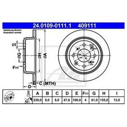 ATE Bremsensatz-Vorn und hinten SG00000DOW Bremsensatz, Scheibenbremse vorne rechts links bel&uuml;ftet 239mm f&uuml;r HONDA 42510-SR3-G00 45022-SAA-E50 45022-S