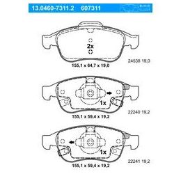 ATE Bremsbelagsatz, Scheibenbremse 13.0460-7311.2 vorne rechts links f&uuml;r JEEP FIAT 77367213 77367369 77368048