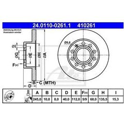 ATE Bremsensatz-Vorn und hinten SG00000DJP Bremsensatz, Scheibenbremse vorne rechts links bel&uuml;ftet 245mm f&uuml;r SKODA SEAT VAG 8E0698151M 1J0698451C 1E06