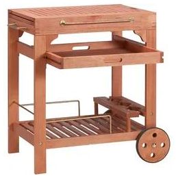 Servierwagen Merxx "Multifunktion", braun (hellbraun), B:70,14cm H:84cm T:50cm, Holz teilmassiv, Rollwagen, Servierwagen, Eukalyptusholz, 70-140x50 cm, ausziehbar