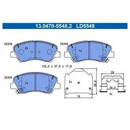 ATE Bremsbelagsatz, Scheibenbremse 13.0470-5548.2 vorne rechts links mit Zubeh&ouml;r f&uuml;r HYUNDAI KIA 58101-1WA05 58101-Q0A00 58101-C8A50