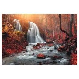 Fototapete papermoon "Wasserfall im Wald", bunt, B:3m L:2,23m, Vlies, Tapeten