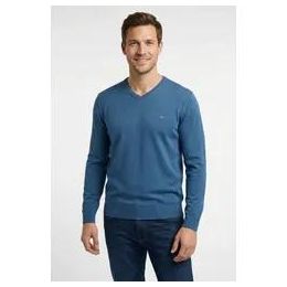 Strickpullover Fynch-Hatton "Fynch-Hatton Pullover mit V-Kragen", Herren, Gr. XXXL (60/62), blau (azur), Strick, Obermaterial: 100% Baumwolle, unifarben, bequem h&uuml;ftbedeckend, V-Ausschnitt, Flachstrickb&uuml;ndchen, Pullover Strickpullover, aus Baumwolle, mit V-Ausschnitt, bequeme Passform
