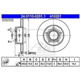 ATE Bremsensatz-Vorn und hinten SG00000DJ9 Bremsensatz, Scheibenbremse vorne rechts links bel&uuml;ftet 245mm f&uuml;r SKODA SEAT PEUGEOT CITRO&Euml;N VAG E172197 2Q