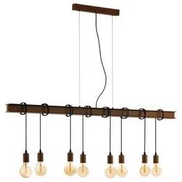 Eglo H&auml;ngeleuchte "TOWNSHEND 4 Deckenlampe, Stahl, Vintage, E27, Esszimmerlampe, Lampe", braun (braun, schwarz), H: 110cm, 1 Stk., Leuchten, H&auml;ngeleuchte, L150 x B14 x H110cm, antik-braun, schwarz, 8X60W exkl., H&auml;ngeleuchte