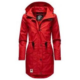 Outdoorjacke Navahoo "Deike", Gr. S (36), rot, Oberstoff: 50% Polyurethan, 50% Polyester. Futter: 100% Polyester. &Auml;rmelfutter: 100% Polyester, clean, tailliert Po-bedeckend, &Auml;rmel ohne &Auml;rmelschlitz normaler Saum mit Druckknopf, Jacken Outdoorjacke, modischer Damen Outdoor Regenmantel