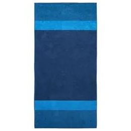 Saunatuch Dyckhoff "Two-Tone Stripe", blau, B:100cm L:200cm, Walkfrottee, Obermaterial: 100% Baumwolle, Handt&uuml;cher, Made in Germany, aus 100% Baumwolle, trocknergeeignet
