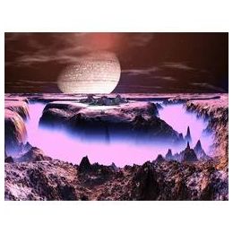 Fototapete papermoon "PLANETEN-FUTURISTISCH WELTRAUM MOND GALAXIE UNIVERSUM", bunt, B:3m L:2,23m, Vlies, Tapeten