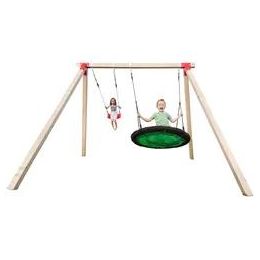 Doppelschaukel Weka "Tabaluga", beige (natur), Schaukeln, KinderB:340cm H:240cm T:290cm, Holzwerkstoff, BxTxH: 340x290x240 cm, B:340cm H:240cm T:290cm
