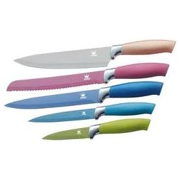 Messer-Set King "Metallic", bunt (gr&uuml;n, hellblau, mittelblau, pink, blassrosa), Edelstahl, Kochmesser-Sets