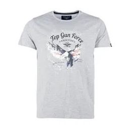 T-Shirt Top Gun "TG20213024", Damen, Gr. 52L, grau (grau melange), Obermaterial: 100% Baumwolle, Shirts T-Shirt