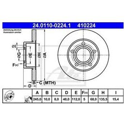 ATE Bremsensatz-Vorn und hinten SG00000D8C Bremsensatz, Scheibenbremse vorne rechts links bel&uuml;ftet 245mm f&uuml;r SKODA SEAT PEUGEOT CITRO&Euml;N VAG E172197 2Q