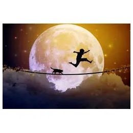 Fototapete papermoon "VOLLMOND-MOND WOLKEN STERNE HIMMEL NATUR SURREAL DEKO", bunt, B:3m L:2,23m, Vlies, Tapeten