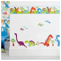 Wandtattoo Art for the home "Dino", bunt (mehrfarbig), B:70cm H:25cm T:0,5cm &Oslash;:74,33cm, PVC, Wandtattoos, Wandtattoo, Kunst f&uuml;r Zuhause - Wandaufkleber - Dinosaurier - 25x70 cm