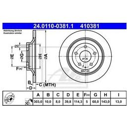ATE Bremsensatz-Vorn und hinten SG00000E0T Bremsensatz, Scheibenbremse vorne rechts links bel&uuml;ftet 303mm f&uuml;r MAZDA KDY9-33-28Z K011-26-251A K011-26-25