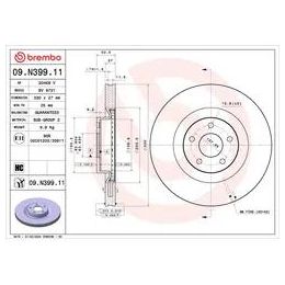 Brembo Bremsscheibe 09.N399.11 vorne rechts links bel&uuml;ftet 330mm f&uuml;r FORD LX611125CEA LX611125CEB 2352444