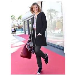 CR&Eacute;ATION L Strickjacke CREATION L, Damen, Gr. 38, schwarz-wei&szlig; (schwarz, ecru), 47% Baumwolle, 47% Polyacryl, 6% Polyamid, unifarben, figurumspielend, Strickjacken Strickjacke