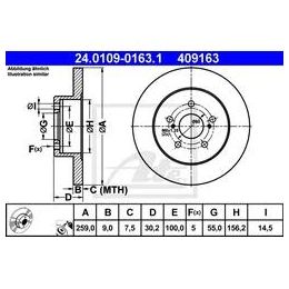 ATE Bremsen-Set VA + HA SIZW2NA5G9 Bremsensatz, Scheibenbremse vorne hinten rechts links bel&uuml;ftet 259mm f&uuml;r LEXUS TOYOTA SUBARU 04465-12610 04466-4703