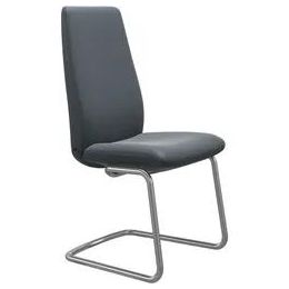 Polsterstuhl stressless "Laurel", blau (atlantic blau batick, schwarz matt), B:53cm H:105cm T:60cm, Leder BATICK: BATICK ist ein leicht korrigiertes, durchgef&auml;rbtes und genarbtes M&ouml;belleder, bei dem die meisten Unebenheiten und Spuren in der Regel entfernt wurden., St&uuml;hle, Polsterstuhl, High Back, Gr&ouml;&szlig;e L, mit Beinen aus Stahl in Schwarz matt