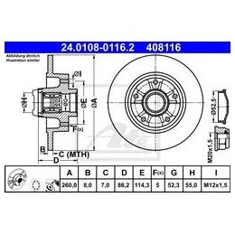 ATE Bremsensatz-Vorderachse SG00000D37 Bremsensatz, Scheibenbremse vorne hinten rechts links bel&uuml;ftet 260mm f&uuml;r RENAULT PEUGEOT CITRO&Euml;N 410607585R 160