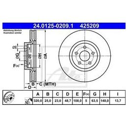 ATE Bremsensatz-Vorn und hinten SG00000DIA Bremsensatz, Scheibenbremse vorne rechts links bel&uuml;ftet 320mm f&uuml;r GENERAL MOTORS MAZDA VAUXHALL SAAB FORD V