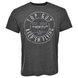 T-Shirt Top Gun "TG20212109", Damen, Gr. 50M, grau (anthrazit), Obermaterial: 100% Baumwolle, Shirts T-Shirt