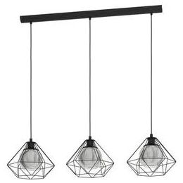 Eglo H&auml;ngeleuchte "VERNHAM Pendellampe, Stahl und Glas, E27, IP20, Esszimmerlampe, Lampe", schwarz, 3, H: 110cm, 1 Stk., Leuchten, H&auml;ngelampe, L114,50 x B32,50 x H110 cm, schwarz, 3X40W exkl., H&auml;ngeleuchte