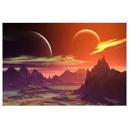 Fototapete papermoon "PLANETEN-FUTURISTISCH WELTRAUM MOND GALAXIE UNIVERSUM", bunt, B:2,5m L:1,86m, Vlies, Tapeten