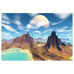 Fototapete papermoon "PLANETEN-FUTURISTISCH WELTRAUM MOND GALAXIE UNIVERSUM", bunt, B:2,5m L:1,86m, Vlies, Tapeten