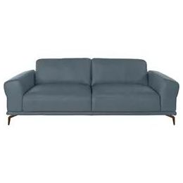 2,5-Sitzer W.Schillig "montanaa", blau (blau z69), B:232cm H:78cm T:94cm, Sofas, mit Metallf&uuml;&szlig;en in Bronze pulverbeschichtet, Breite 232 cm