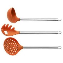 Pinti Inox Kochbesteck-Set PINTINOX "Silicone Orange", orange (edelstahlfarben, orange), Silikon, Kochbesteck-Sets, (Sch&ouml;pfkelle, Spaghettil&ouml;ffel, Schaumkelle), Edelstahl/Silikon
