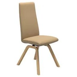Polsterstuhl stressless "Laurel", beige (sand paloma, eiche natur), B:49cm H:105cm T:60cm, Leder PALOMA: PALOMA ist ein durchgef&auml;rbtes Semianilin-M&ouml;belleder mit nat&uuml;rlicher Narbung., St&uuml;hle, Polsterstuhl, High Back, Gr&ouml;&szlig;e M, mit schr&auml;ggestellten Beinen in Eiche natur