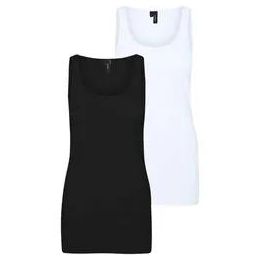 V&eacute;ro Moda Tanktop VERO MODA "VMMAXI MY SOFT LONG TANK TOP 2-PACK", Damen, Gr. S, schwarz-wei&szlig; (schwarz, hellwei&szlig;), Jersey, Obermaterial: 95% Baumwolle, 5% Elasthan, unifarben, h&uuml;ftbedeckend, Rundhals, Tops Tanktop