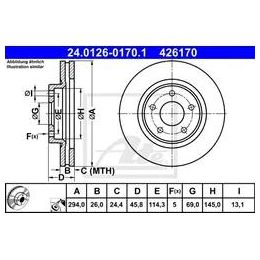 ATE Bremsensatz-Vorn und hinten SG00000D8M Bremsensatz, Scheibenbremse vorne rechts links bel&uuml;ftet 262mm f&uuml;r MITSUBISHI PEUGEOT JEEP FIAT CITRO&Euml;N CHRY