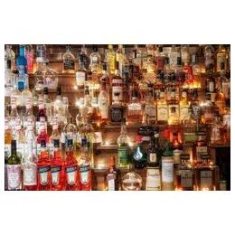 Fototapete papermoon "BAR-VINTAGE RETRO BISTRO PUB ALKOHOL FLASCHEN DESIGN", bunt, B:3m L:2,23m, Vlies, Tapeten