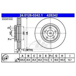 ATE Bremsensatz-Vorderachse SG00000CVL Bremsensatz, Scheibenbremse vorne hinten rechts links bel&uuml;ftet 320mm f&uuml;r RENAULT INFINITI SUZUKI NISSAN 4320031