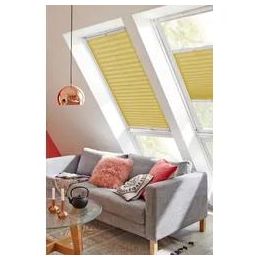 Dachfensterplissee SUNLINES "Classic Style Crepe", gelb (gelb, wei&szlig;), B:97cm H:116cm, Obermaterial: 100% Polyester, Plissees, mit F&uuml;hrungsschienen