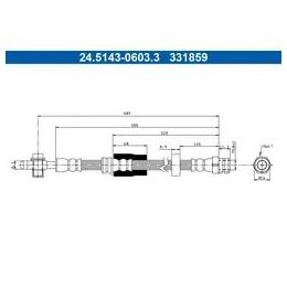ATE Bremsschlauch 24.5143-0603.3 vorne rechts links f&uuml;r VAG 3C0611701K 3AA611701A 3C0611701B