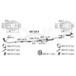 Ernst Mittelschalld&auml;mpfer Set 687058 f&uuml;r TOYOTA 17410-0Q030 17410-0Q031 17410-0Q020