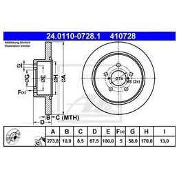 ATE Bremsensatz-Vorn und hinten SG00000D9X Bremsensatz, Scheibenbremse vorne rechts links bel&uuml;ftet 273mm f&uuml;r SUBARU 26296FE020 26296FE000 26296AE160